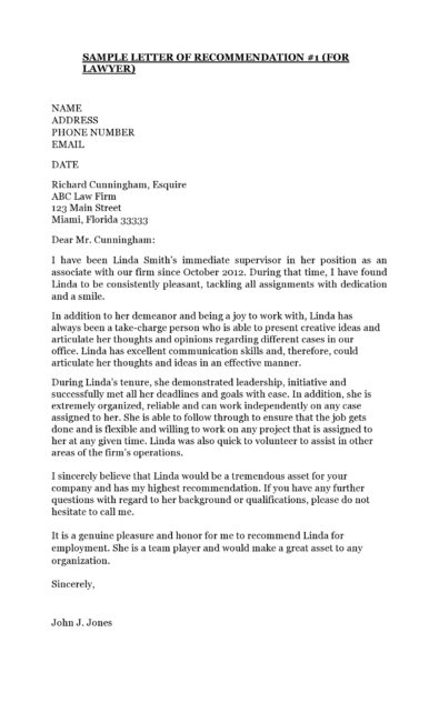 40 Law School Letter of Recommendation Samples [BEST Only]