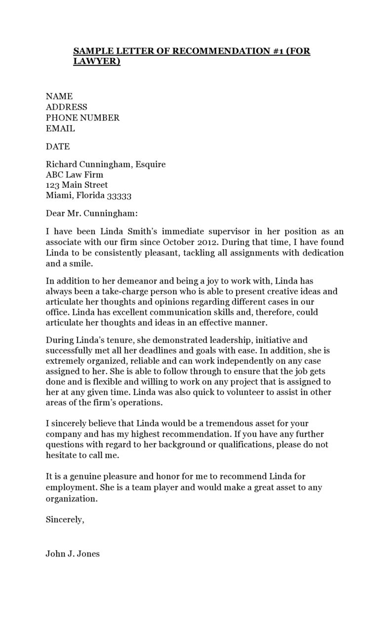 40 Law School Letter of Recommendation Samples [BEST Only]