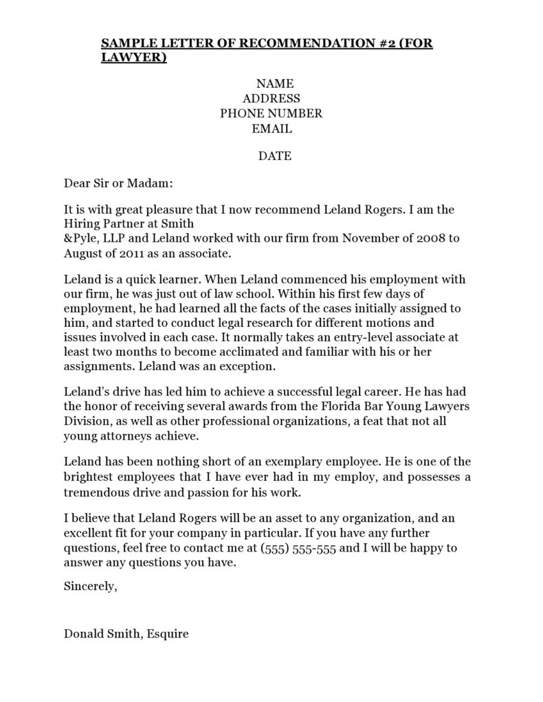 40 Law School Letter of Recommendation Samples [BEST Only]