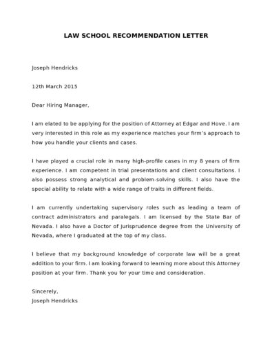 40 Law School Letter of Recommendation Samples [BEST Only]