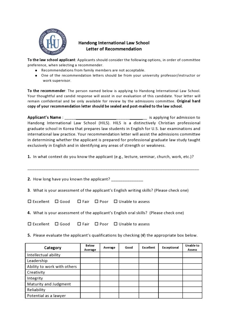 40 Law School Letter of Recommendation Samples [BEST Only]