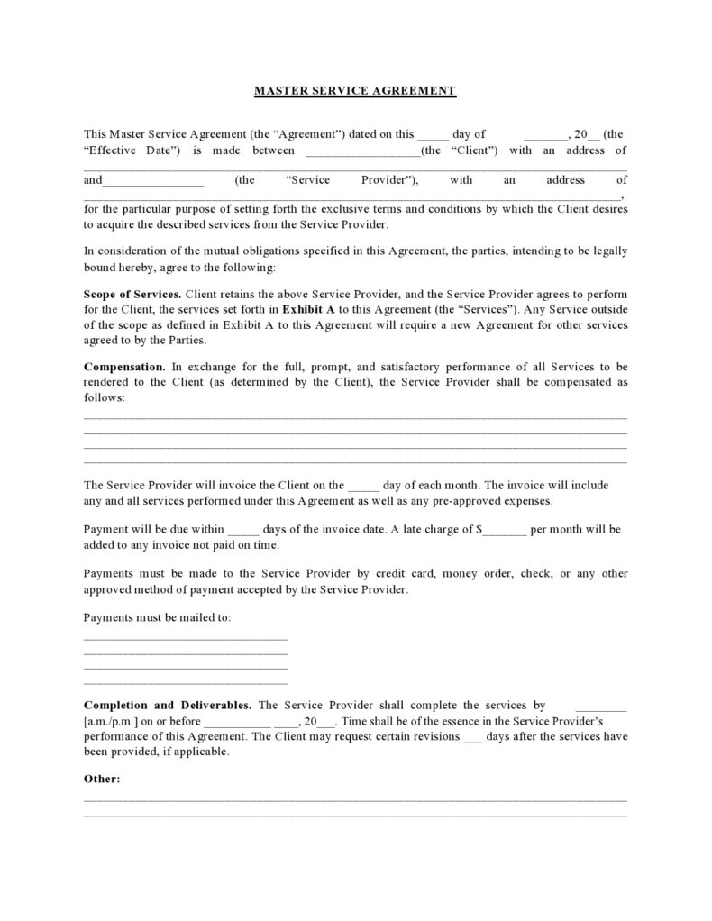 40 Editable Master Service Agreement Templates (MSA)