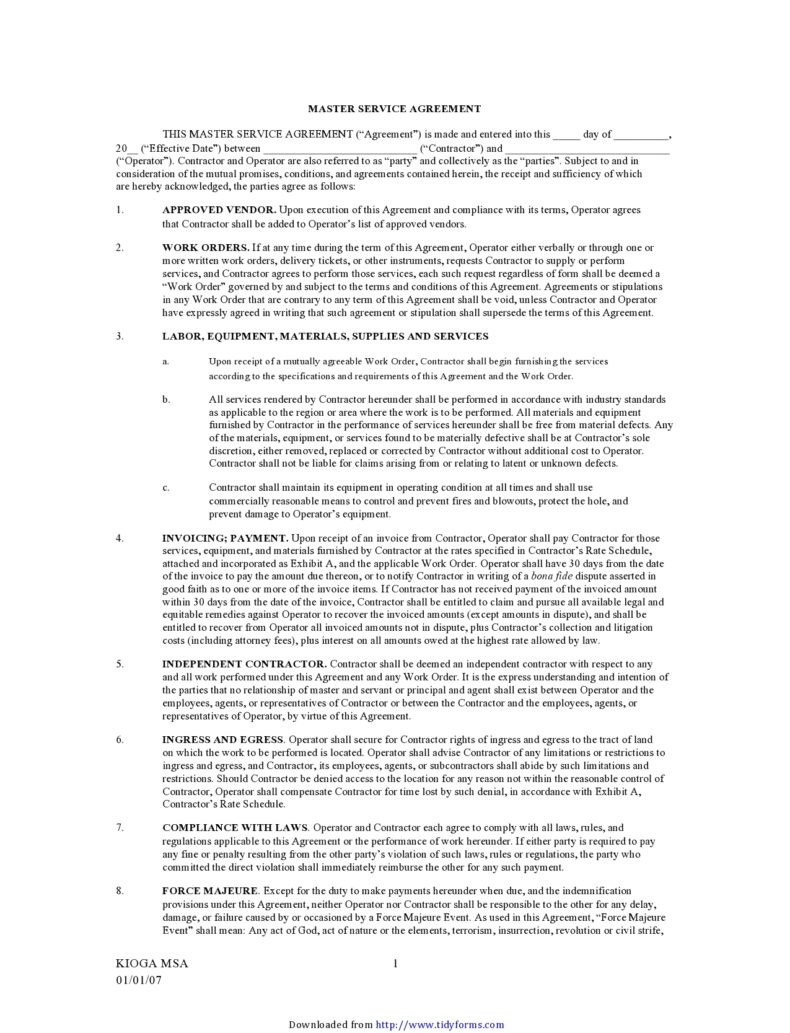 40 Editable Master Service Agreement Templates (MSA)