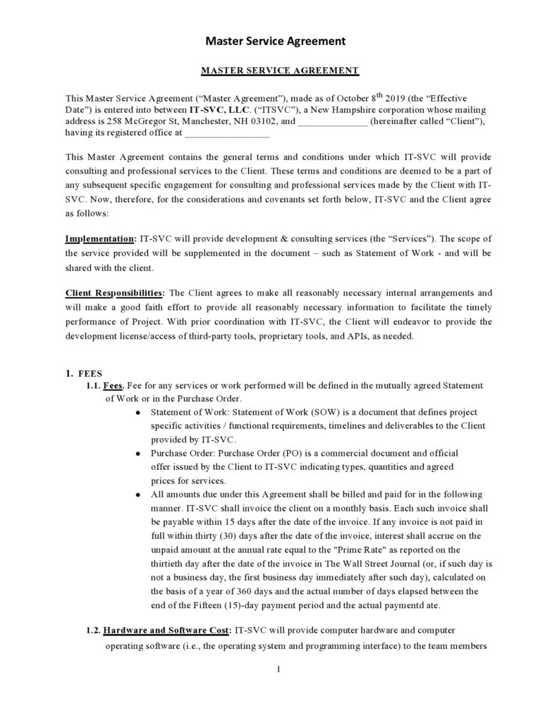 40 Editable Master Service Agreement Templates (MSA)