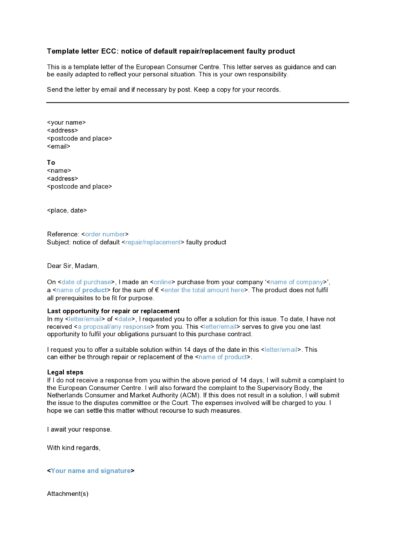 40 Printable Notice of Default Letters [Word] ᐅ TemplateLab