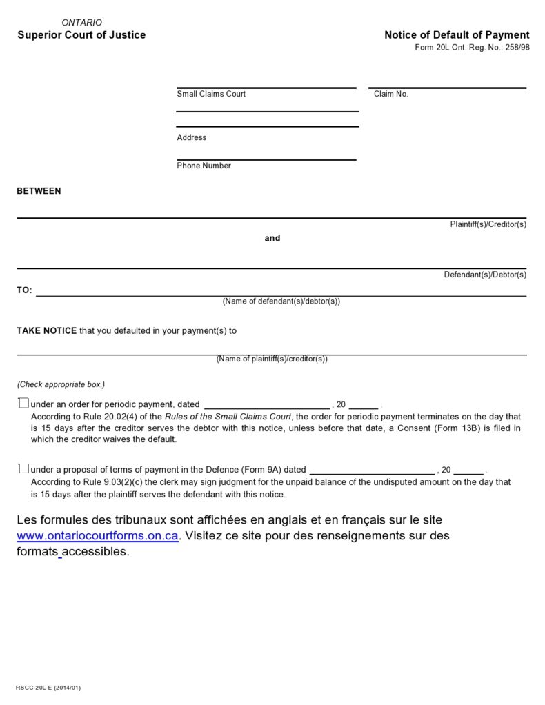 40 Printable Notice of Default Letters [Word] ᐅ TemplateLab