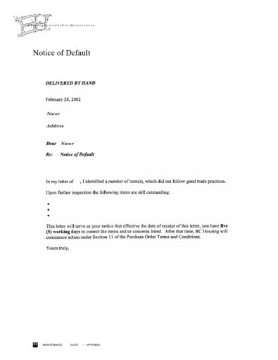 40 Printable Notice of Default Letters [Word] ᐅ TemplateLab
