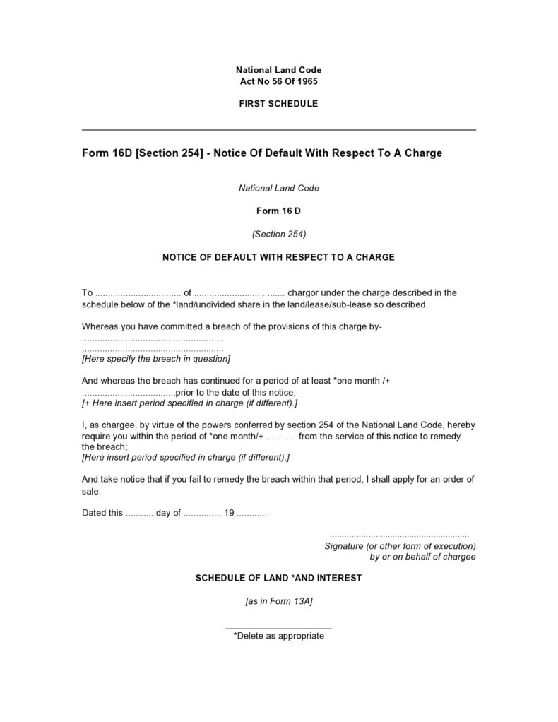 40 Printable Notice of Default Letters [Word] ᐅ TemplateLab