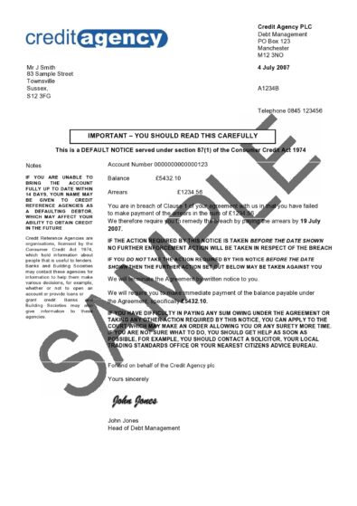 40 Printable Notice of Default Letters [Word] ᐅ TemplateLab