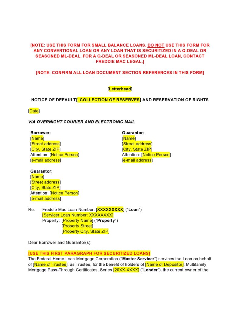 40 Printable Notice of Default Letters [Word] ᐅ TemplateLab