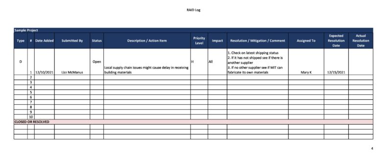 32 Free RAID Log Templates (Trackers / Planners)