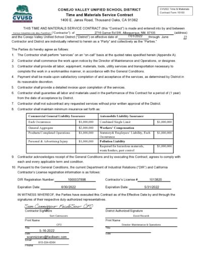 40 Printable Time and Materials Contract Templates [Word]