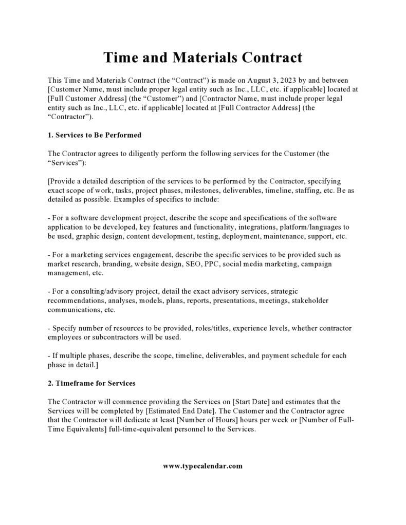 40 Printable Time and Materials Contract Templates [Word]