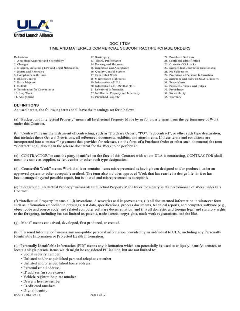 40 Printable Time and Materials Contract Templates [Word]