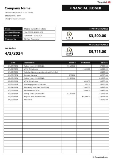 37 Perfect General Ledger Templates [Excel, Word] ᐅ TemplateLab