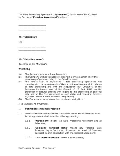 40 Simple DPA Agreements & Contracts ᐅ TemplateLab