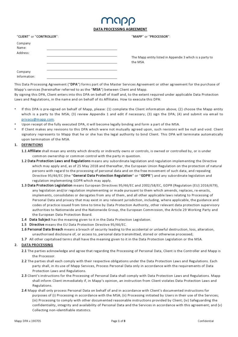 40 Simple DPA Agreements & Contracts ᐅ TemplateLab