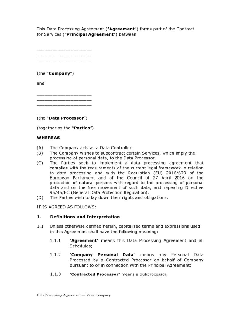 40 Simple DPA Agreements & Contracts ᐅ TemplateLab