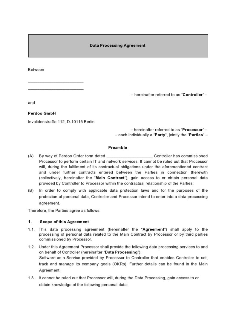 40 Simple DPA Agreements & Contracts ᐅ TemplateLab