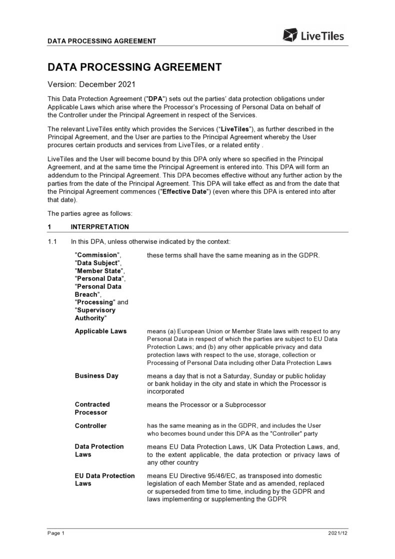 40 Simple DPA Agreements & Contracts ᐅ TemplateLab