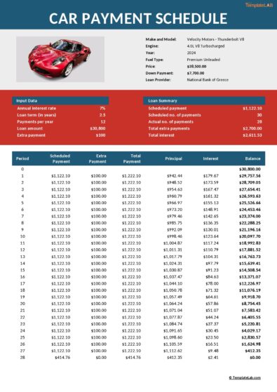 52 Free Payment Schedule Templates [Excel, Word] ᐅ TemplateLab