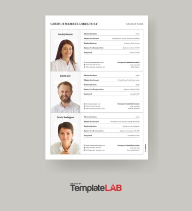 22 FREE Church Directory Templates (+Examples) ᐅ TemplateLab