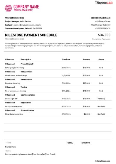 52 Free Payment Schedule Templates [Excel, Word] ᐅ TemplateLab