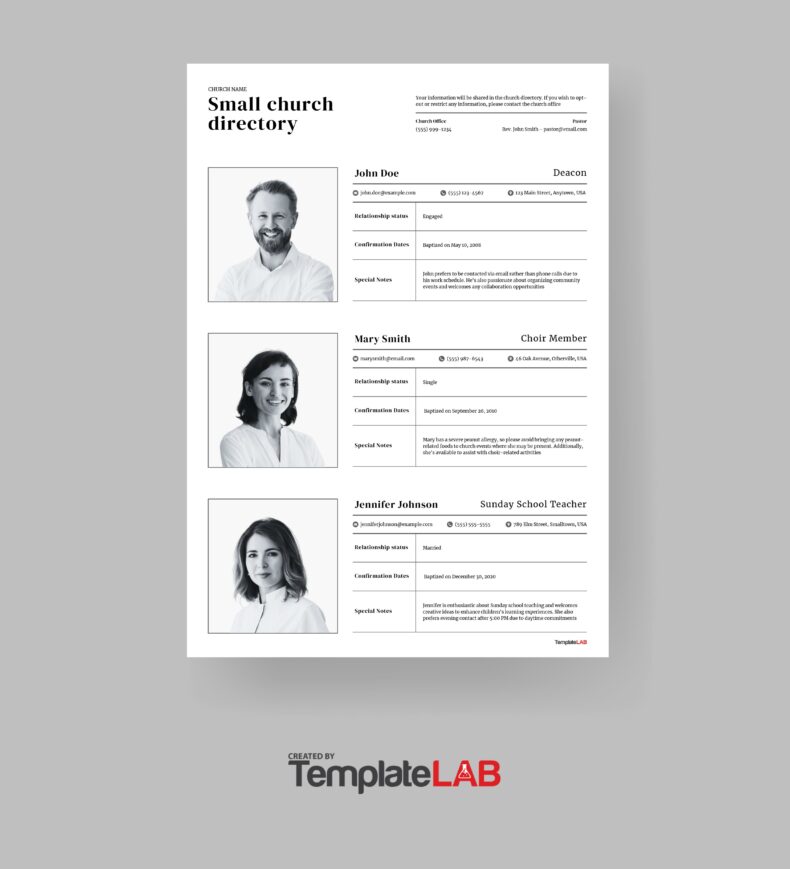 22 FREE Church Directory Templates (+Examples) ᐅ TemplateLab