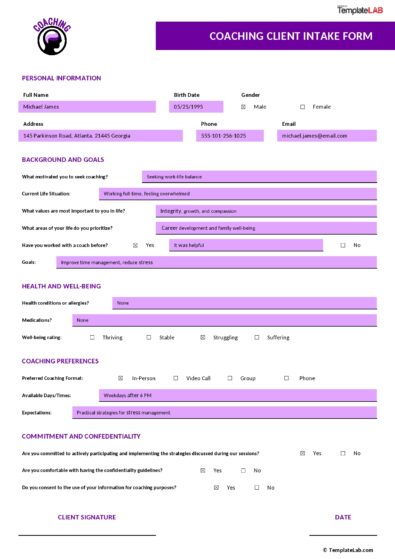 56 Printable Client Intake Forms (FREE Templates) ᐅ TemplateLab