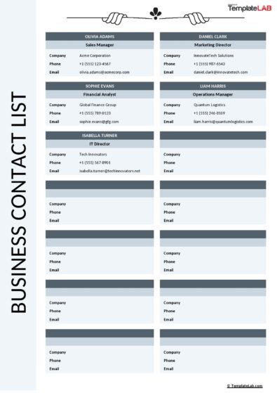 48 Phone & Email Contact List Templates [Word, Excel, PDF]