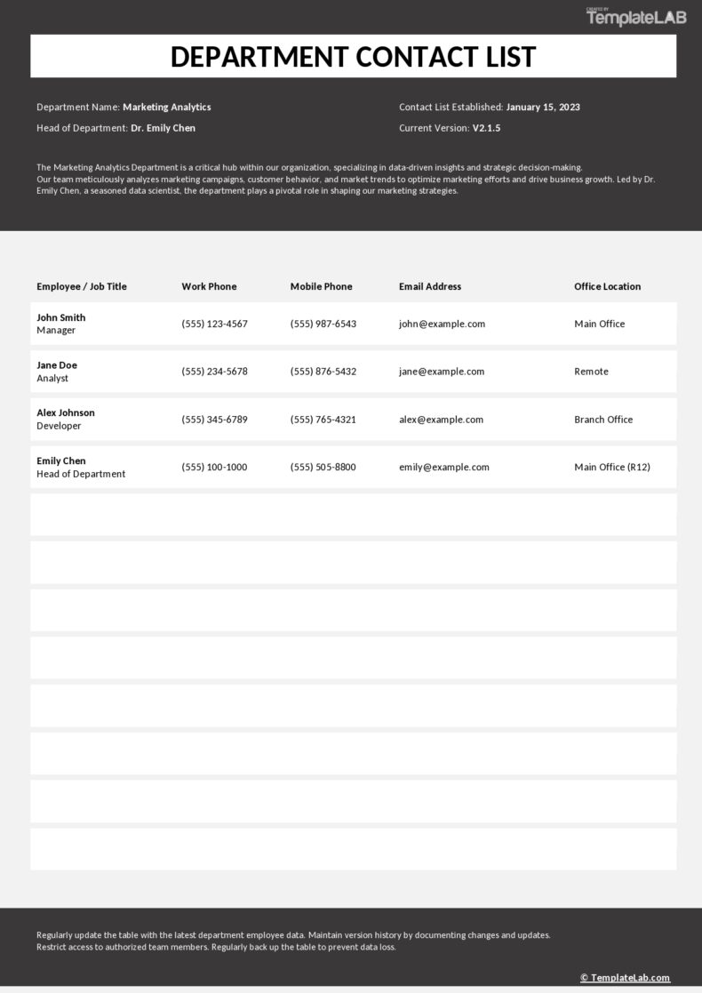 48 Phone & Email Contact List Templates [Word, Excel, PDF]