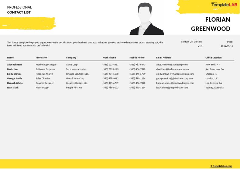 48 Phone & Email Contact List Templates [Word, Excel, PDF]