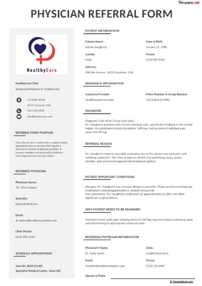 49 Referral Form Templates [Medical & General] ᐅ TemplateLab