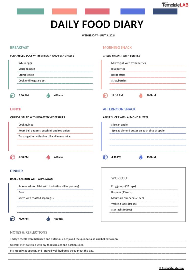 49 Simple Food Diary Templates & Food Log Examples