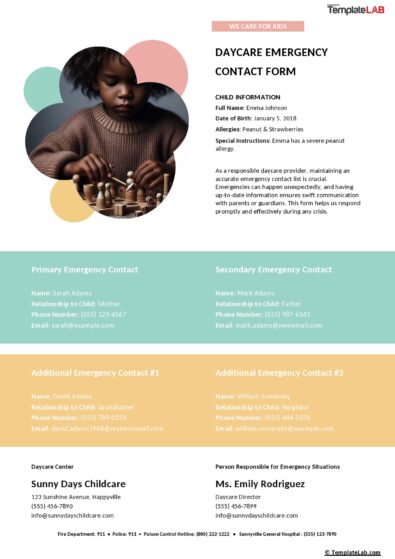 42 Printable Emergency Contact Forms (100% Free)