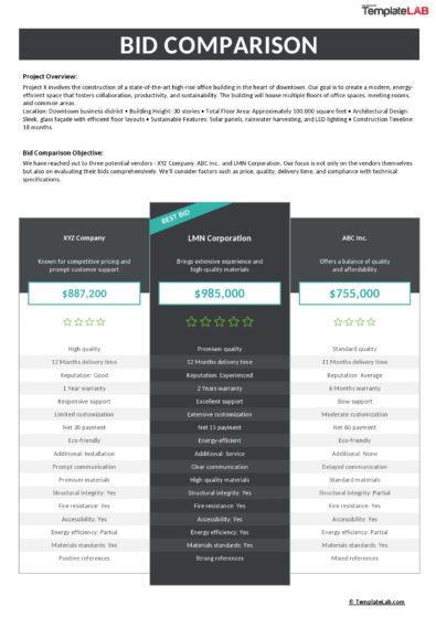 53 Stunning Price Comparison Templates (Excel & Word) ᐅ TemplateLab