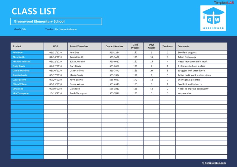 46 Class Roster Templates [& Class List Examples]