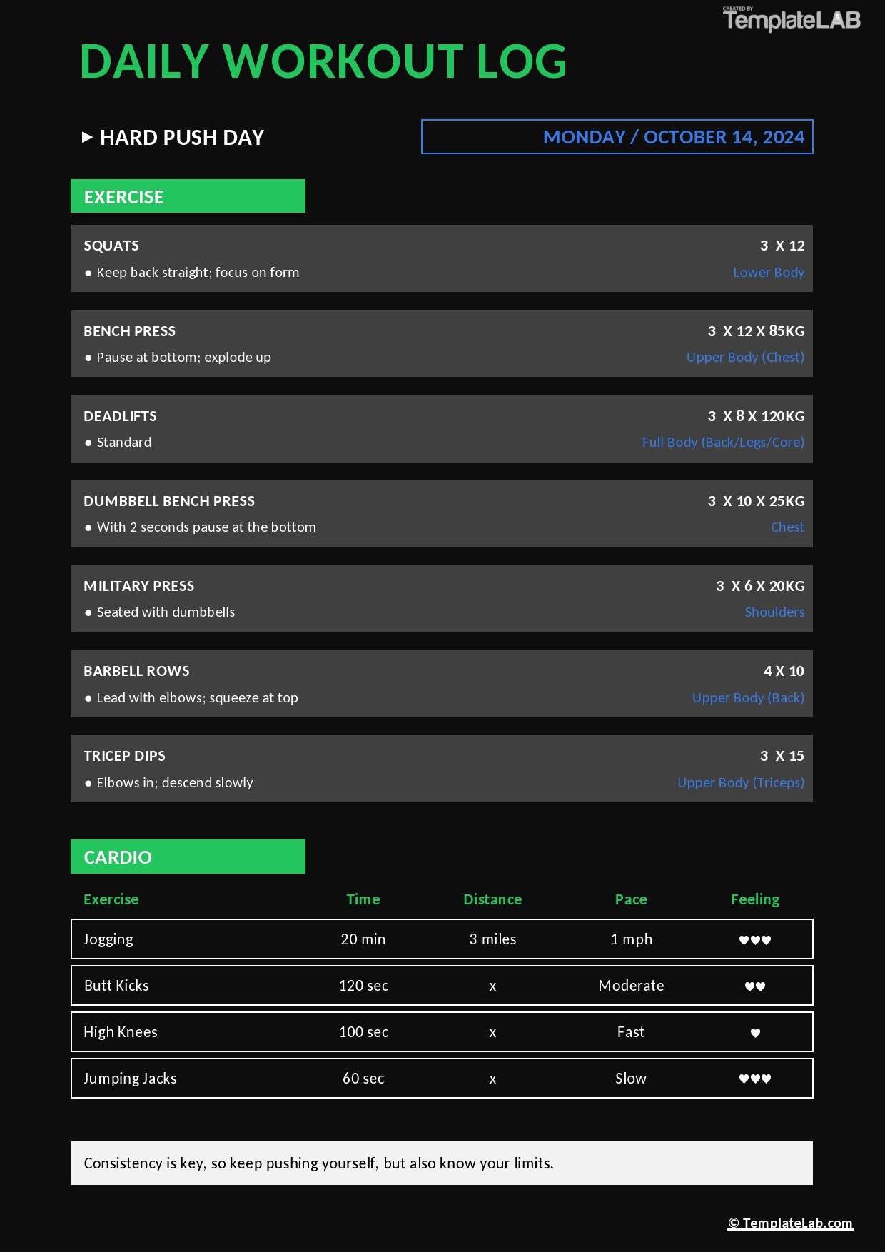 15 Effective Workout Log & Calendar Templates ᐅ TemplateLab