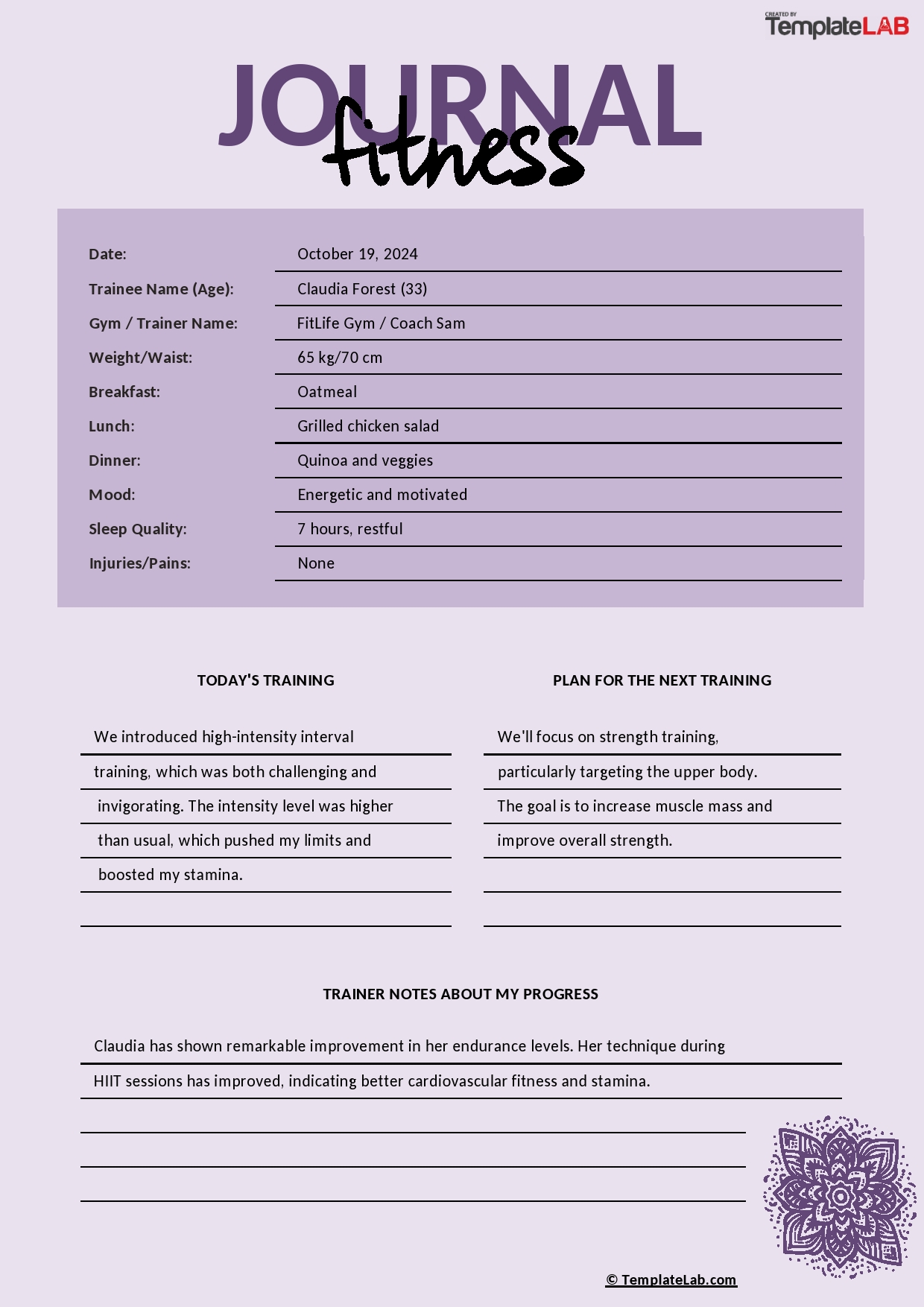 15 Effective Workout Log & Calendar Templates ᐅ TemplateLab