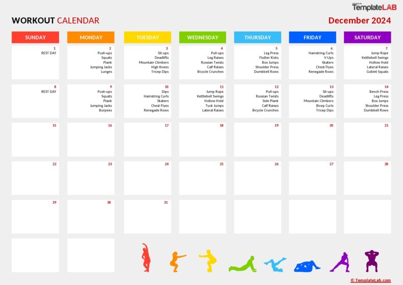 15 Effective Workout Log & Calendar Templates ᐅ TemplateLab