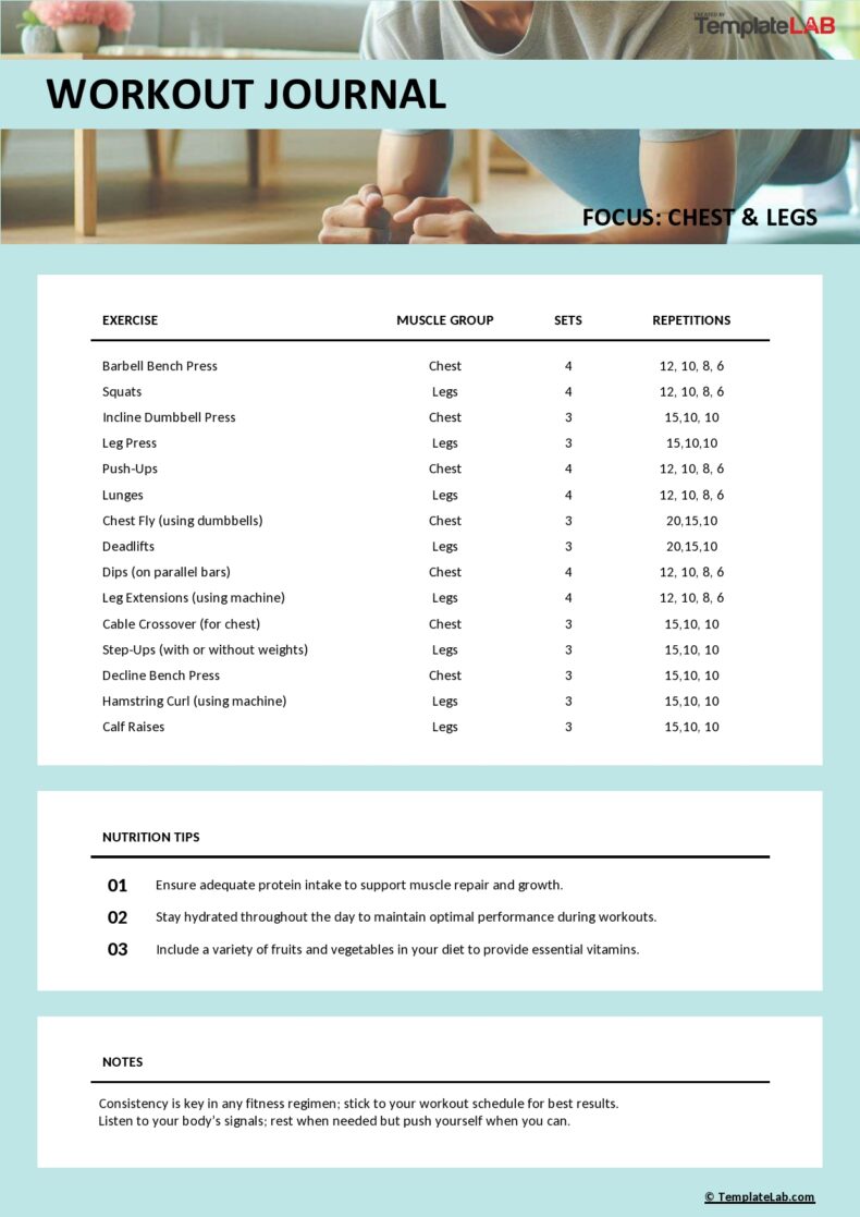 15 Effective Workout Log & Calendar Templates ᐅ TemplateLab
