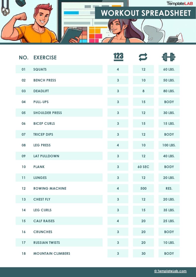 15 Effective Workout Log & Calendar Templates ᐅ TemplateLab