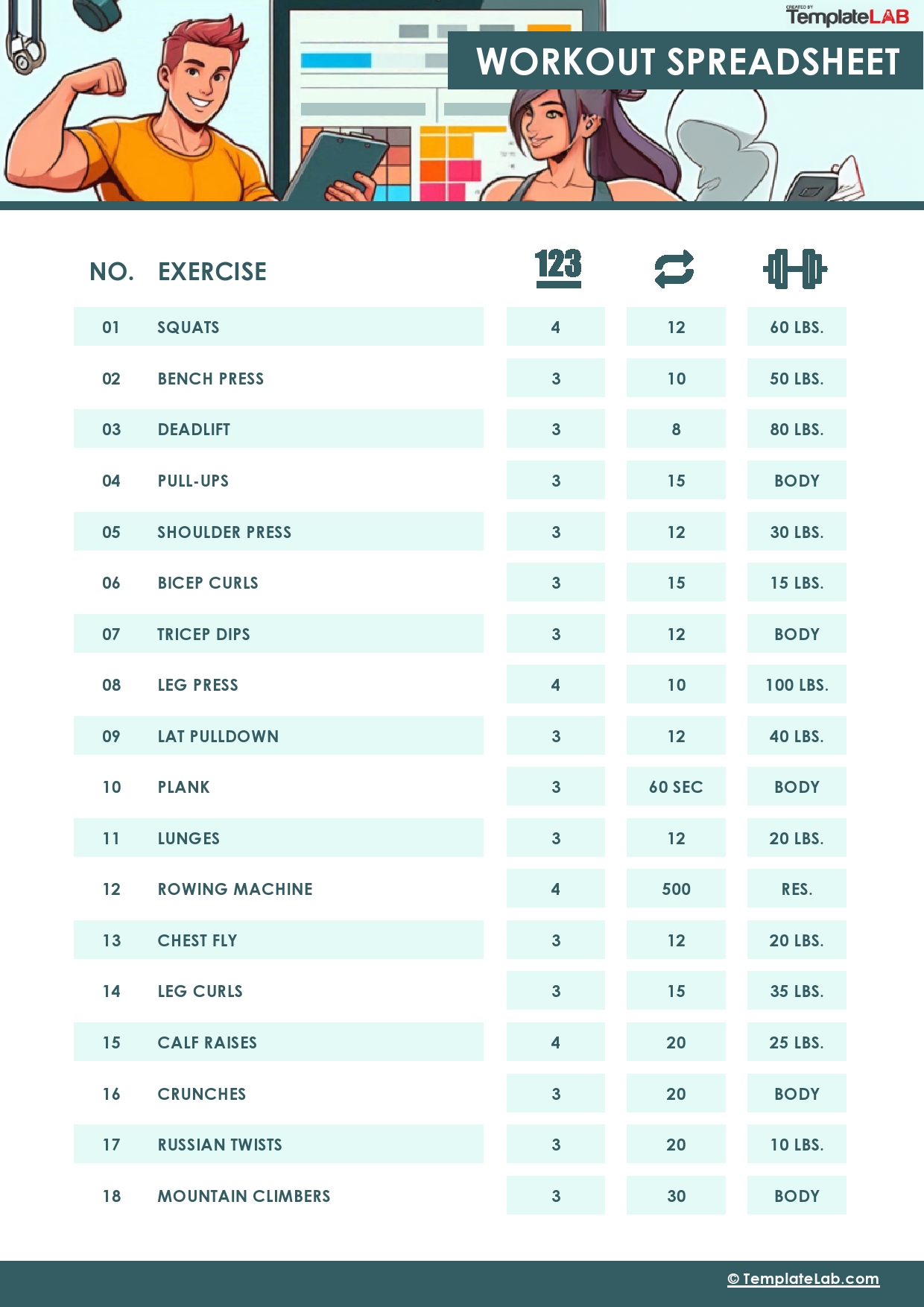 15 Effective Workout Log & Calendar Templates ᐅ TemplateLab