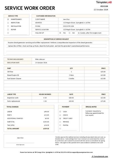 52 Printable Work Order Templates (Excel, Word, PDF)