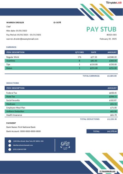 24 Free Pay Stub Templates [Word, Excel, PDF] - TemplateLab