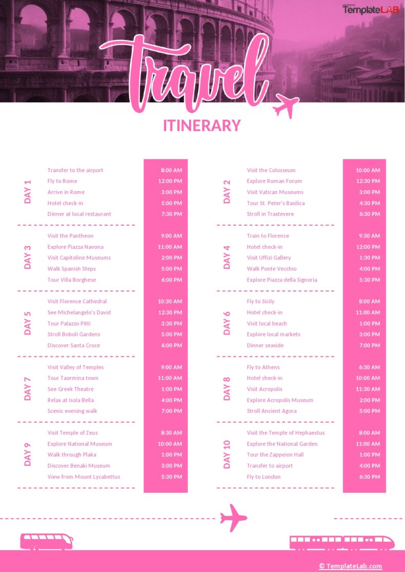 16 Best Travel Itinerary Templates [Word, Excel, PDF]