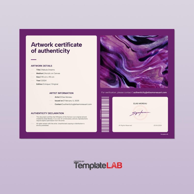 18 Free Certificate of Authenticity Templates [Art + More]