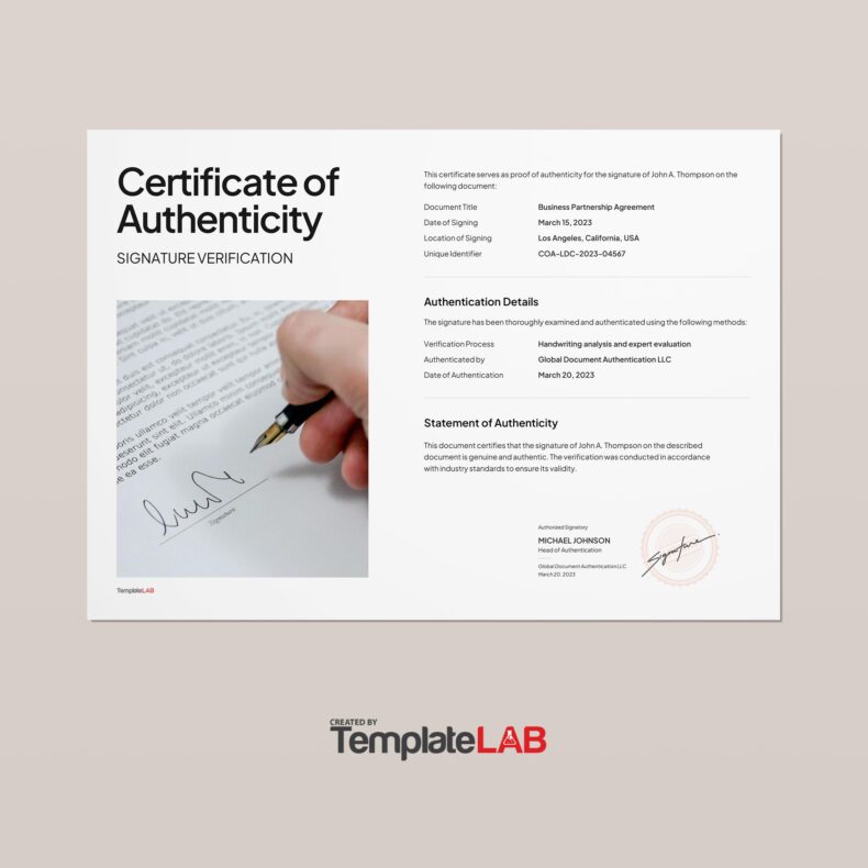 18 Free Certificate of Authenticity Templates [Art + More]