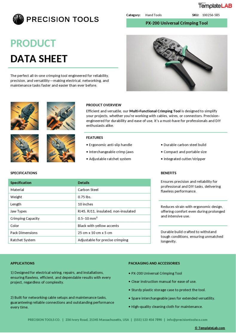 19 Useful Spec Sheet Templates (Construction, Product, Design...)