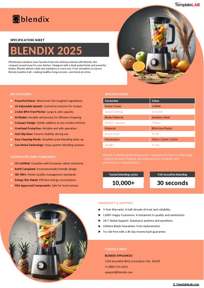 19 Useful Spec Sheet Templates (Construction, Product, Design...)